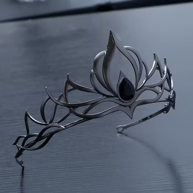 🖤 Gothic Black Flame Crown Tiara – Dark Elven Headpiece for Cosplay, L ...